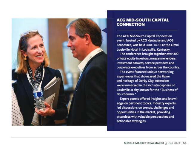 Mid-South Capital Connection featured in Middle Market Dealmaker | ACG Kentucky